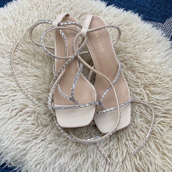 Chase + Chloe | Shoes | Chase Chloe Size Strappy Bling Nude Heels ...